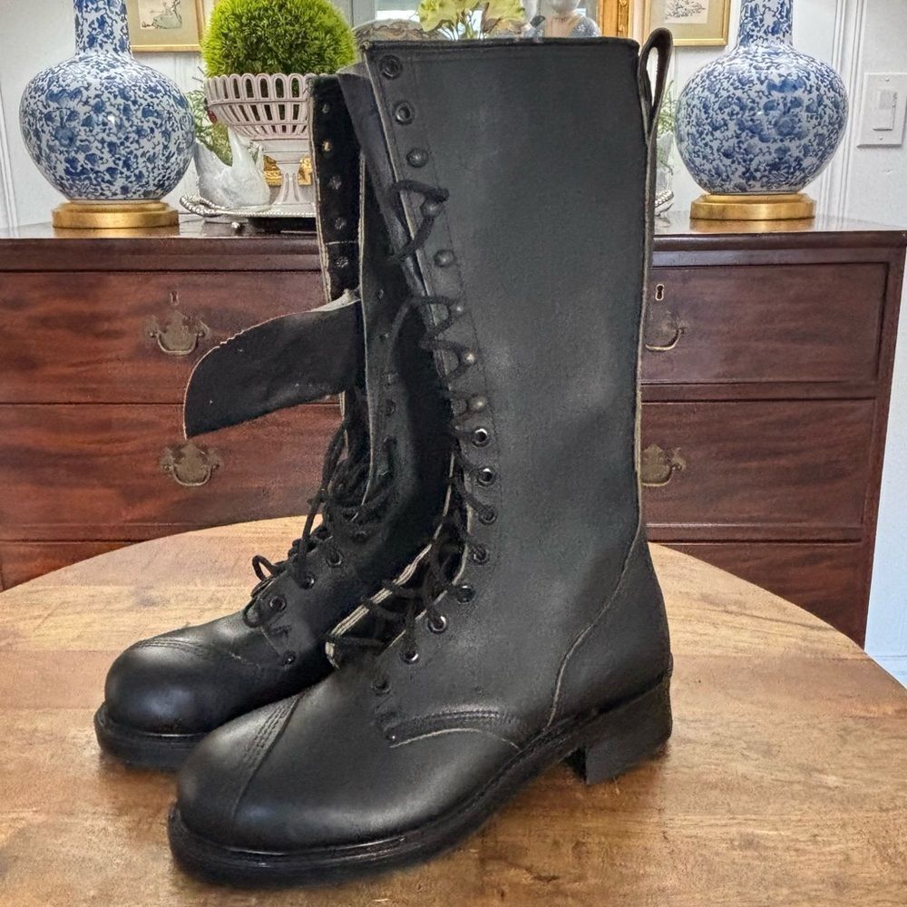 Vintage 16 Eye Tall Leather Linesman Logger Boots Ans… - Gem